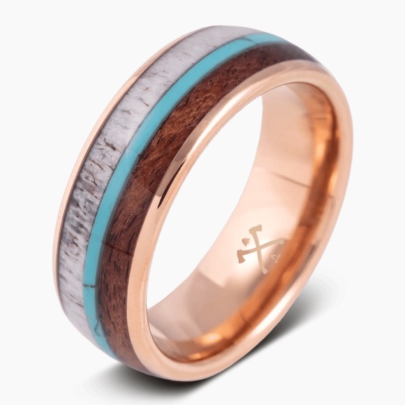 Manly Bands | Accessories | Rose Gold And Turquoise Mens Ring | Poshmark